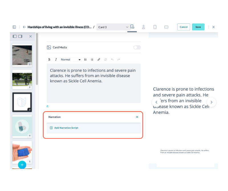 Adding Narration to your Card - Lifeology